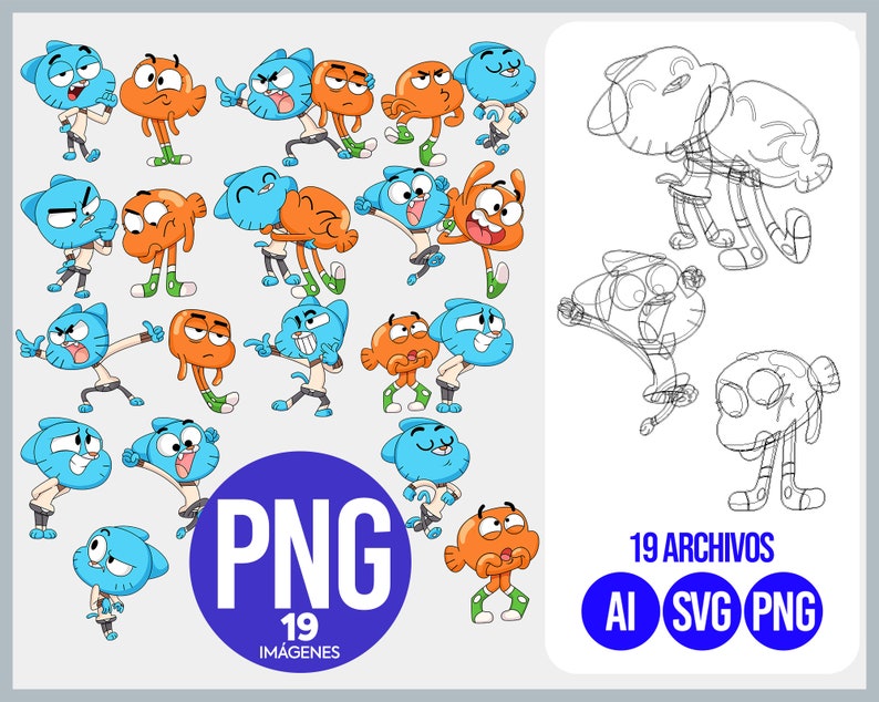 Gumball Cartoon 19 SVG, Ai, PNG, High Resolution 8000x8000 Dpi, Digital ...