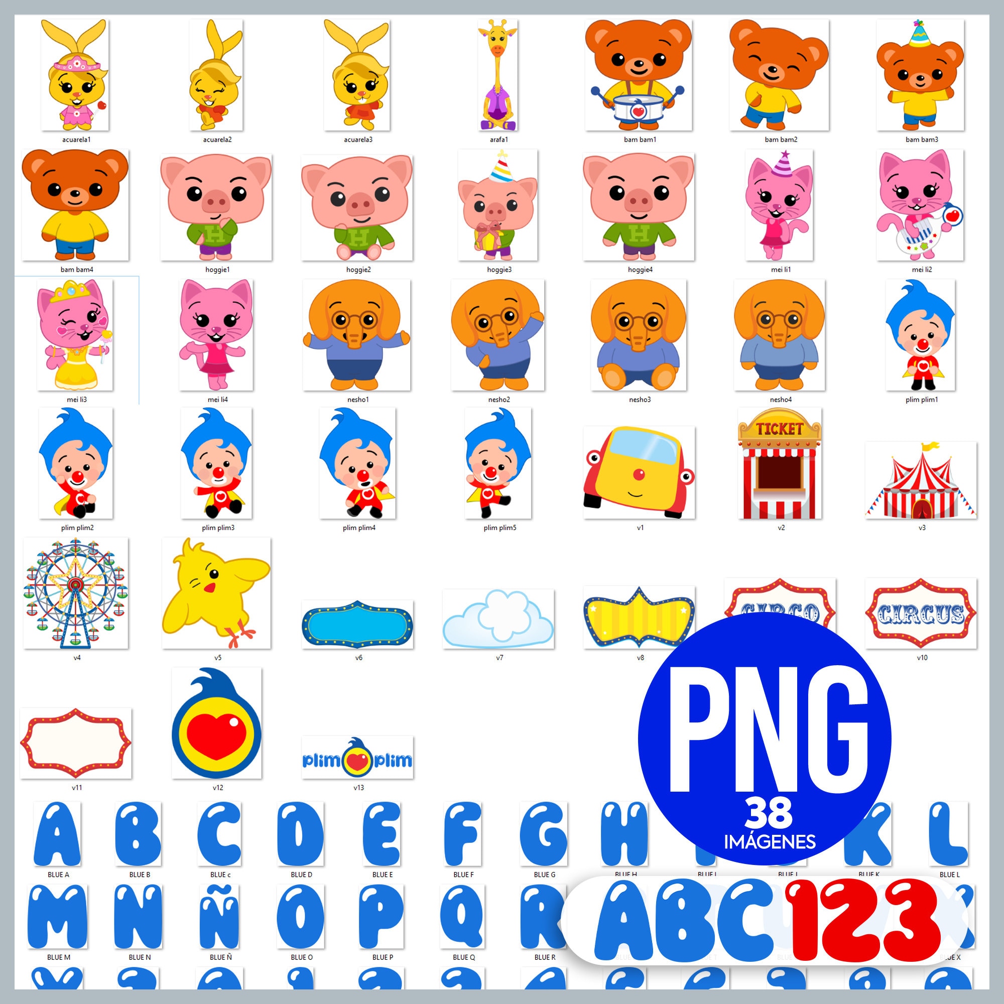 Plim Plim 38 Files, and Friends, Png, Digital Stickers, Instant Digital ...