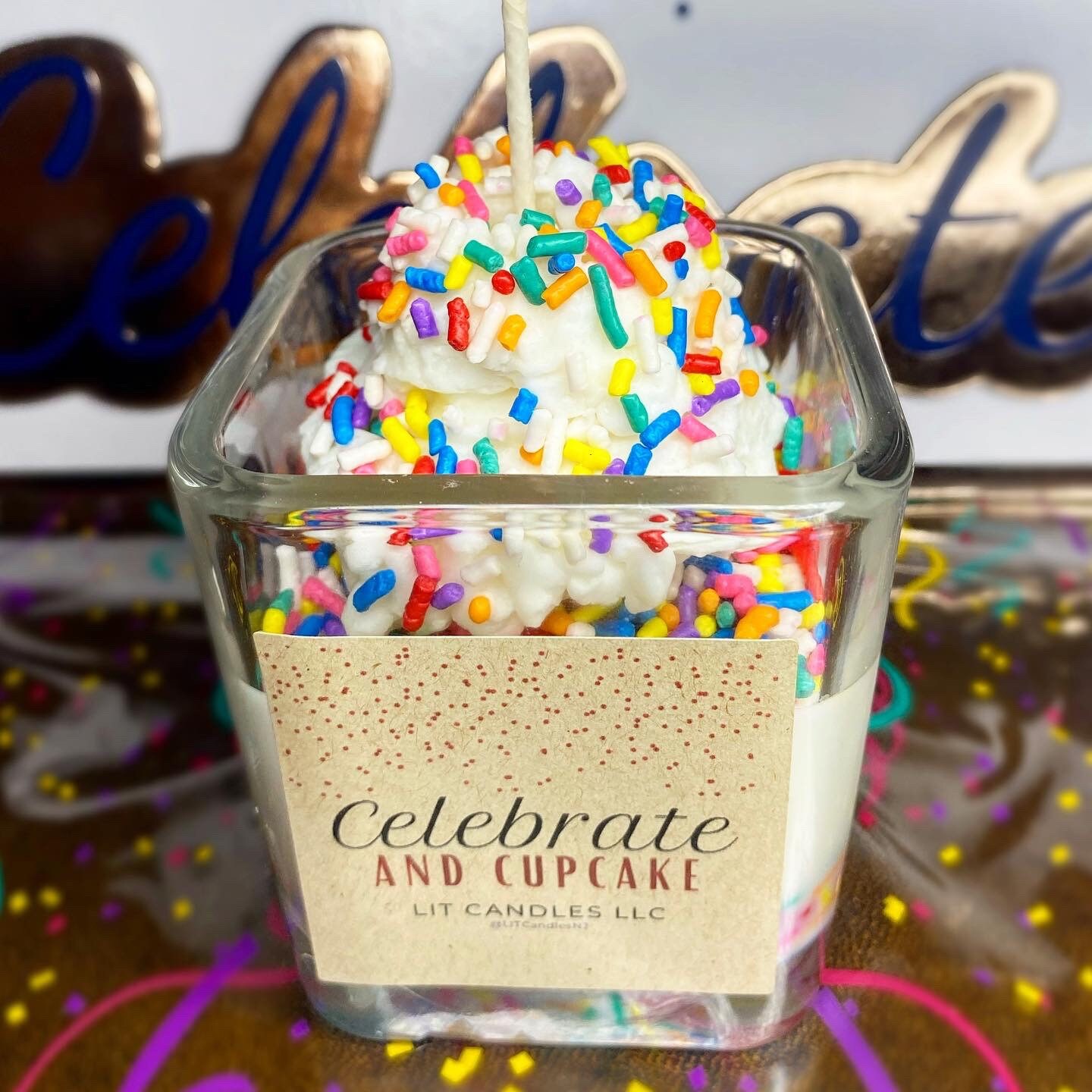 Celebrate & CUPCAKE Whipped Cream Rainbow Sprinkles Birthday | Etsy