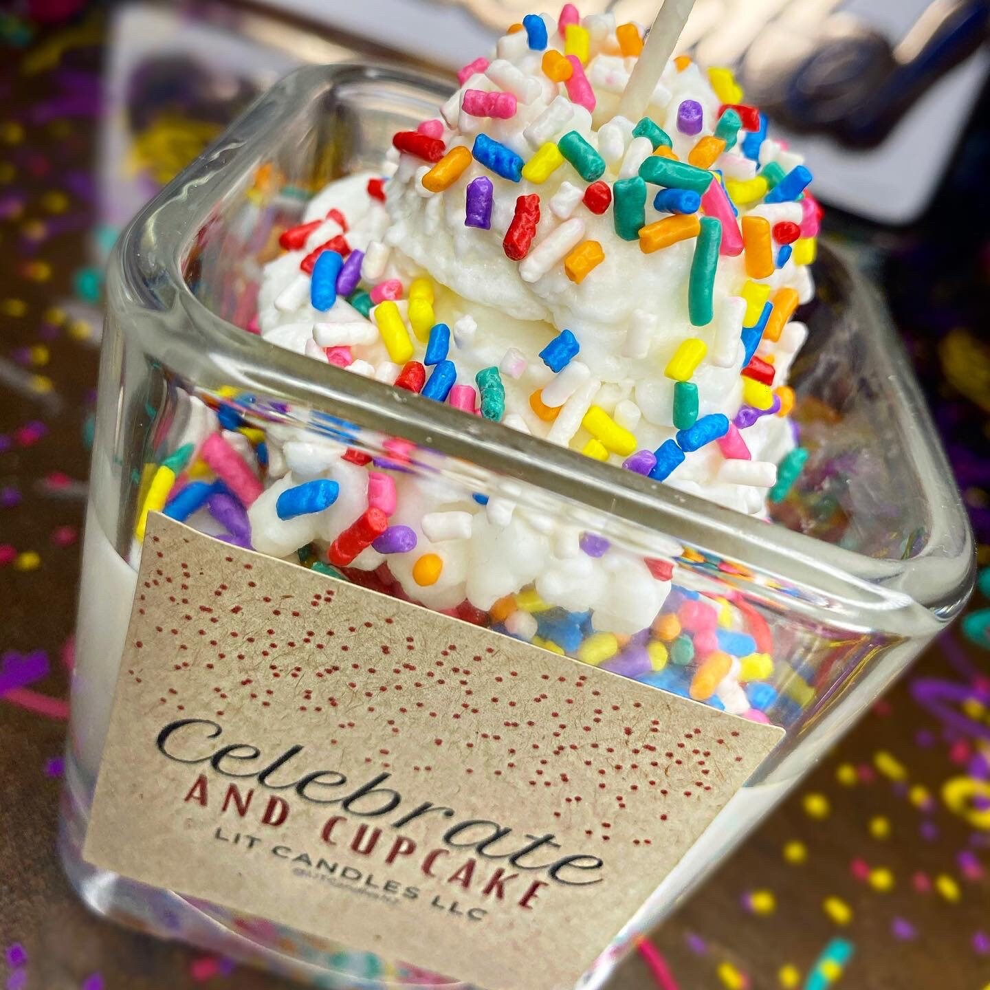 Celebrate & CUPCAKE Whipped Cream Rainbow Sprinkles Birthday | Etsy