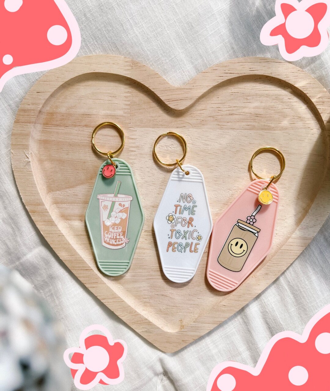 Iced Coffee Motel Keychains, Iced Coffee Queen, Coffee Lover Keychains ...