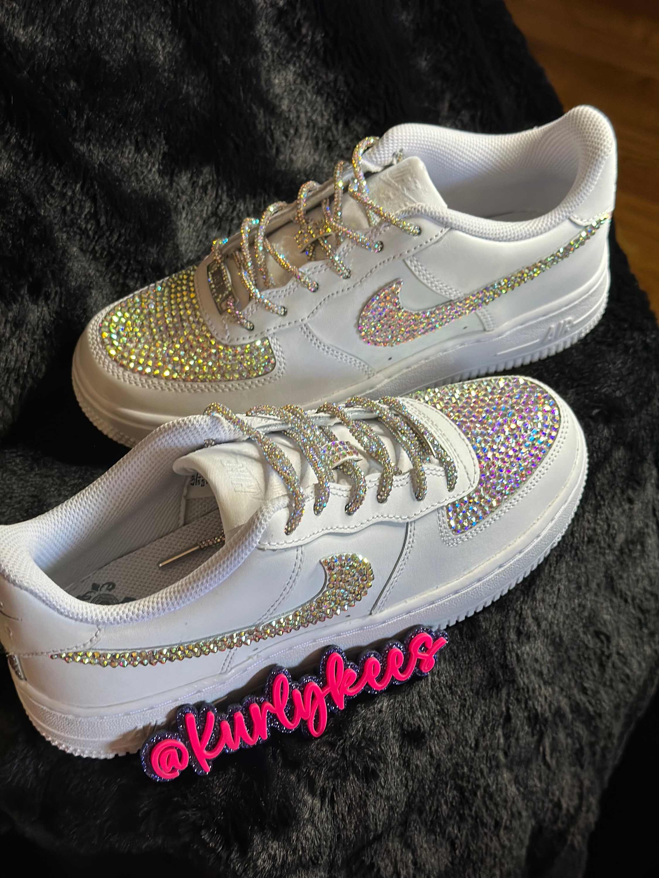 Custom Nike Air Force Ones/ Nike Swoosh and Toe Box Blinged - Etsy