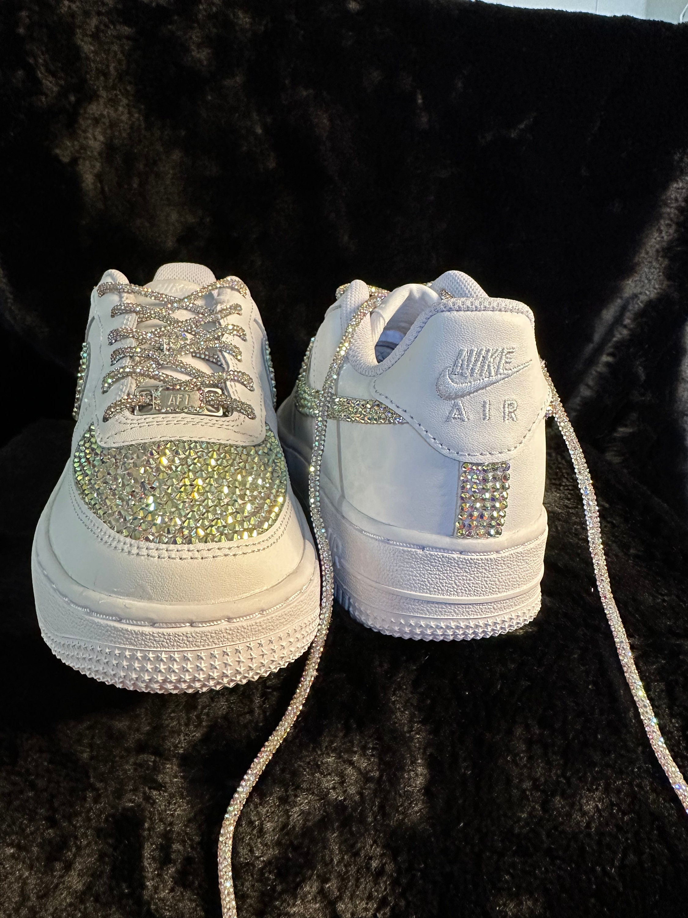 Custom Nike Air Force Ones/ Nike Swoosh and Toe Box Blinged - Etsy