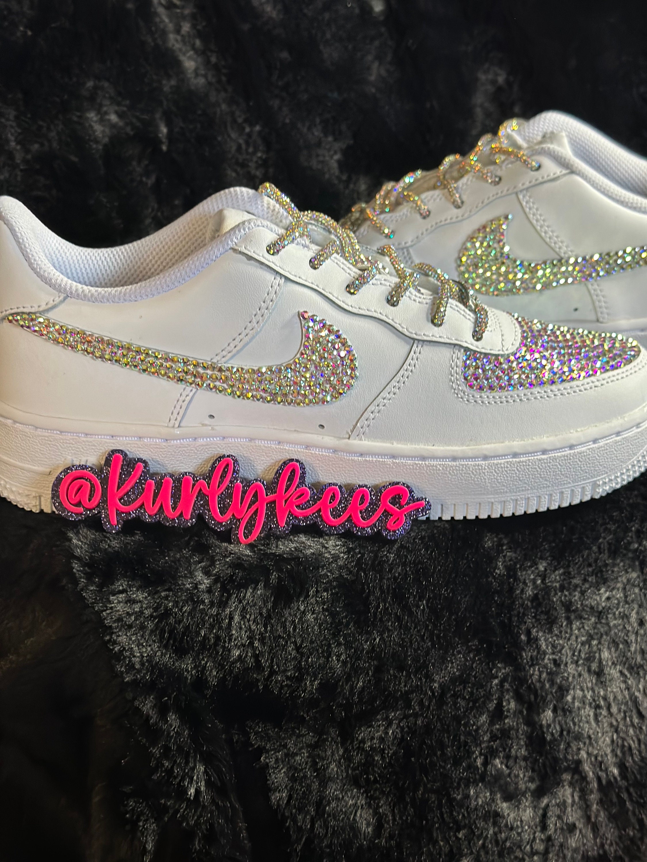 Custom Nike Air Force Ones/ Nike Swoosh and Toe Box Blinged - Etsy