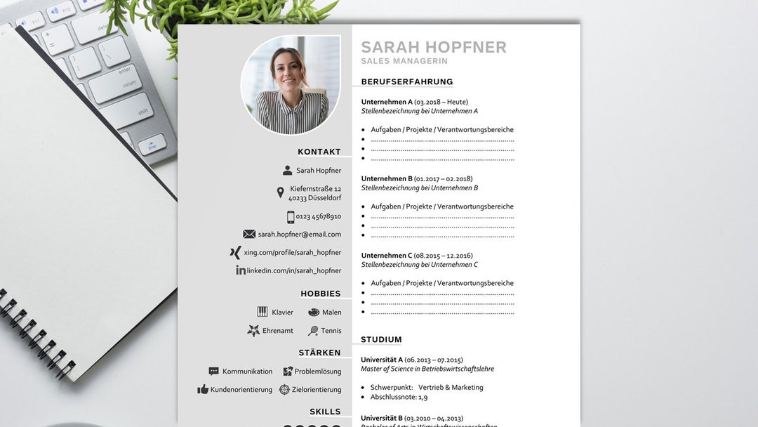 Tabular CV Template Word One-sided Application Template With Cover ...