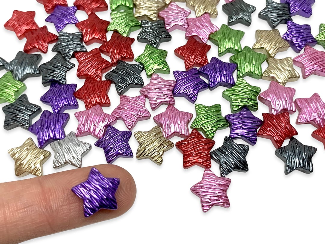 20pcs Star Cabochons Metallic Color Resin Flatback Charms for Slime or ...