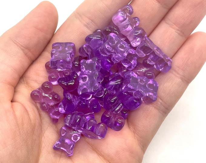 20pcs Purple Resin Gummy Bears - Fake Candy for Crafts - Cabochons for ...