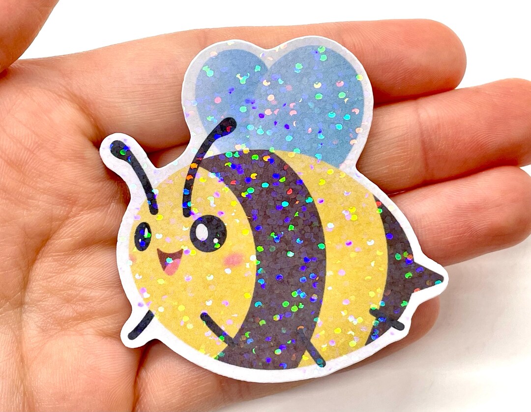 Handmade Sparkly Bee Sticker - Kawaii Digital Art - Cute Collectable ...