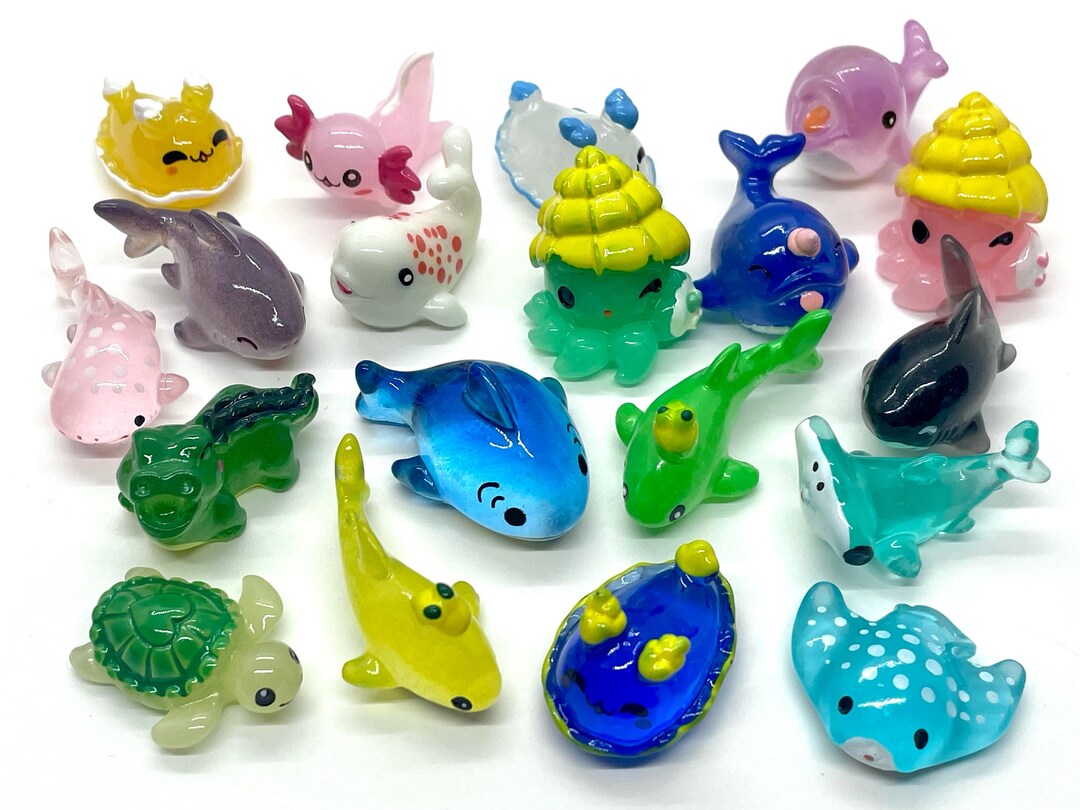 10pcs Mixed Sea Animal Miniatures - Resin Cabochons for Slime or ...