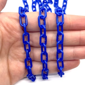 Dark Blue Plastic Chain - 13mm Links Chain for Jewelry Making - 3pcs 19 ...