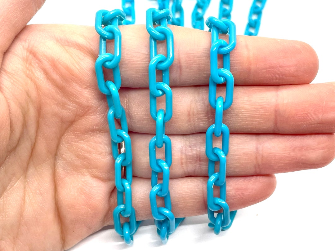 Blue Plastic Chain 13mm Links Chain for Jewelry Making 3pcs 19 Inch ...