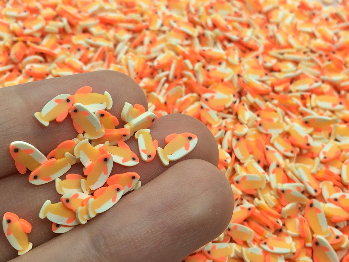 Goldfish Fimo Slices - Polymer Clay Fish Embellishments for Slime ...