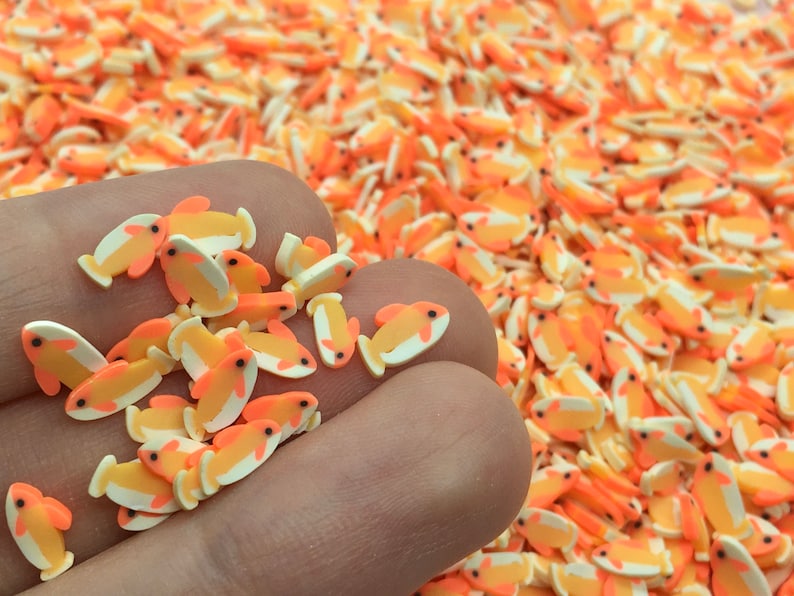 Goldfish Fimo Slices Polymer Clay Fish Embellishments for - Etsy