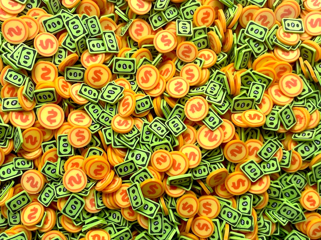 Money Mix Fimo Slices - Polymer Clay Coins and Cash Confetti for Slime ...