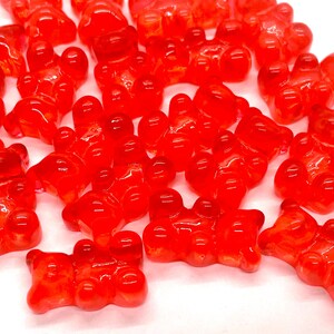 20pcs Red Resin Gummy Bears - Fake Candy for Crafts - Cabochons for ...