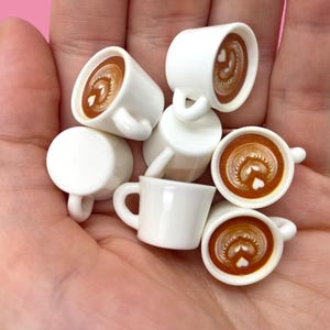 10pcs Miniature Coffee Mugs - Mini Latte Art Cups - Tiny Resin Food for ...