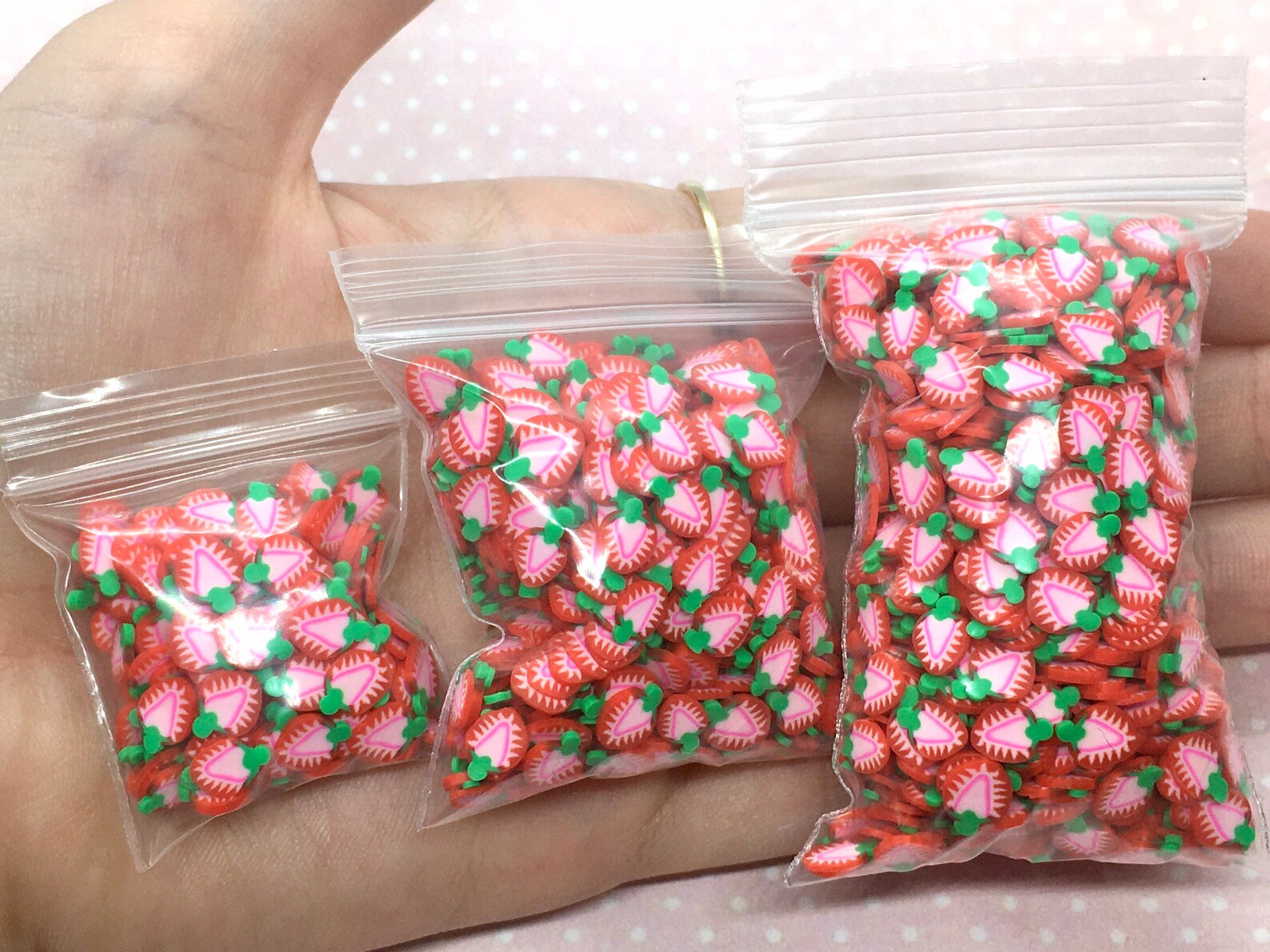 Strawberry Fimo Slices Polymer Clay Fruit Embellishments for | Etsy