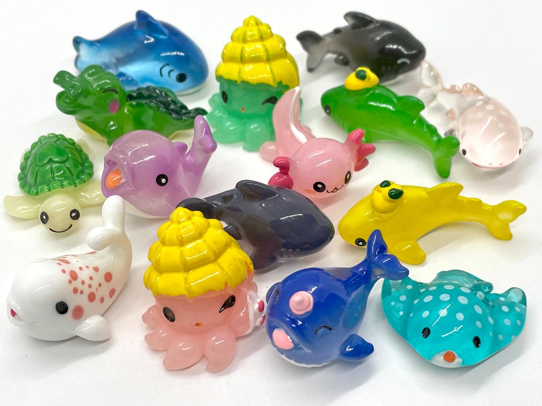 10pcs Mixed Sea Animal Miniatures Resin Cabochons for Slime or Decoden ...