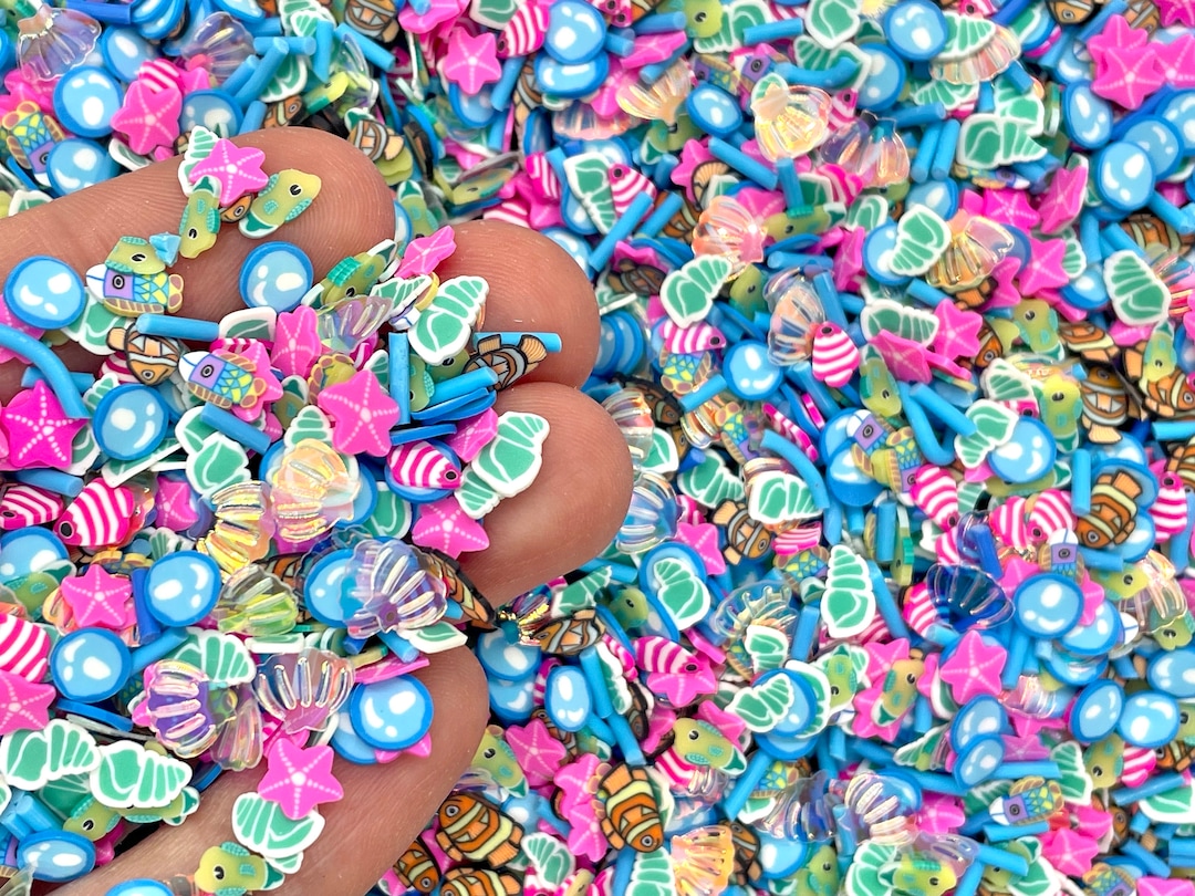 Under the Sea Confetti Mix - Fish Fimo Slices, Fake Sprinkles, Glitter ...