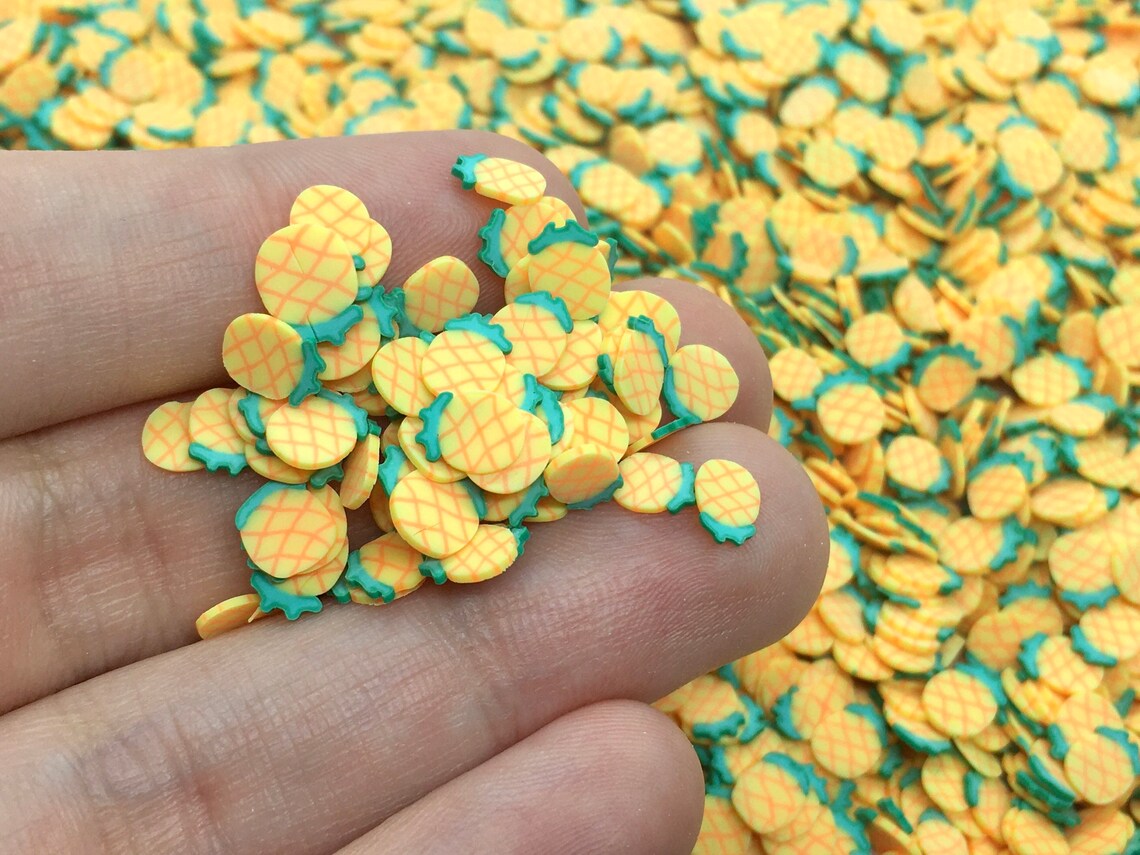 Pineapple Fimo Slices - Mini Pineapples Embellishments for Slime, Nails ...