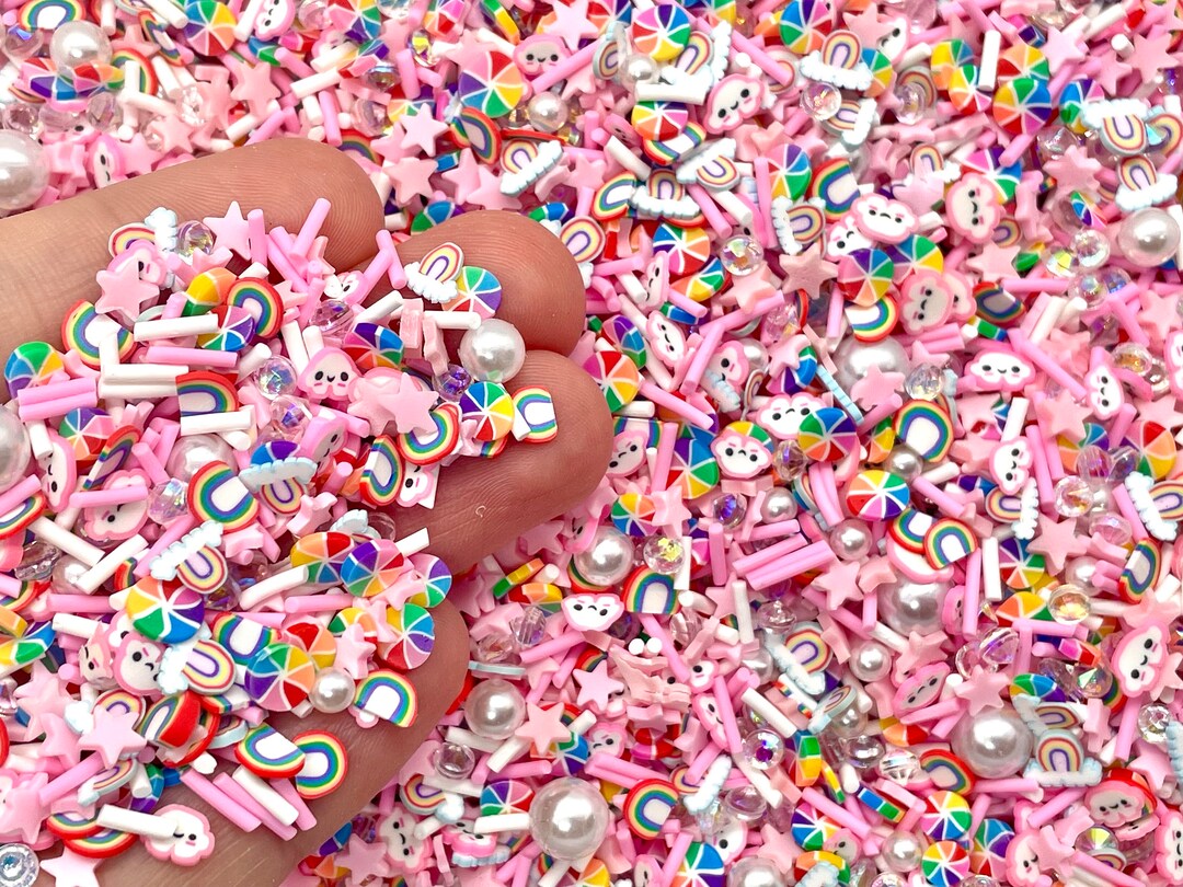 Candyland Polymer Clay Confetti Mix - Cute Pink and Rainbow Fake ...