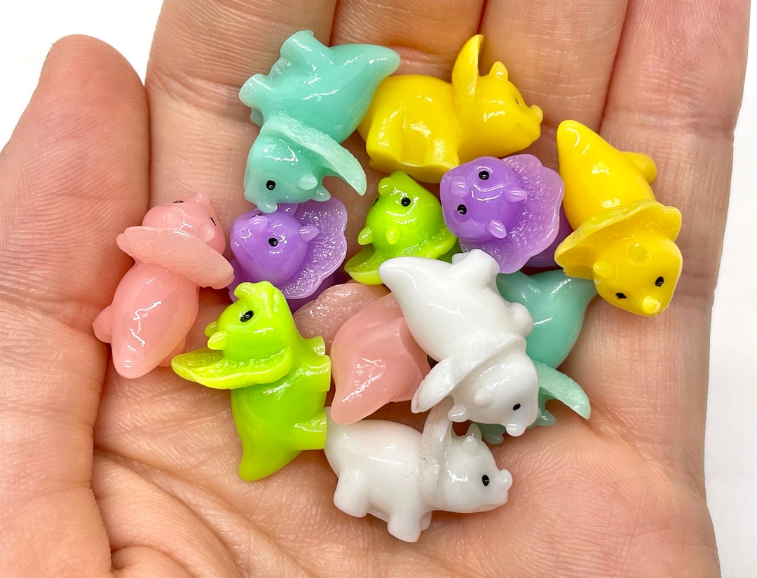 10pcs Tiny Resin Dinos Miniature Triceratops Cabochons Mini Fairy ...