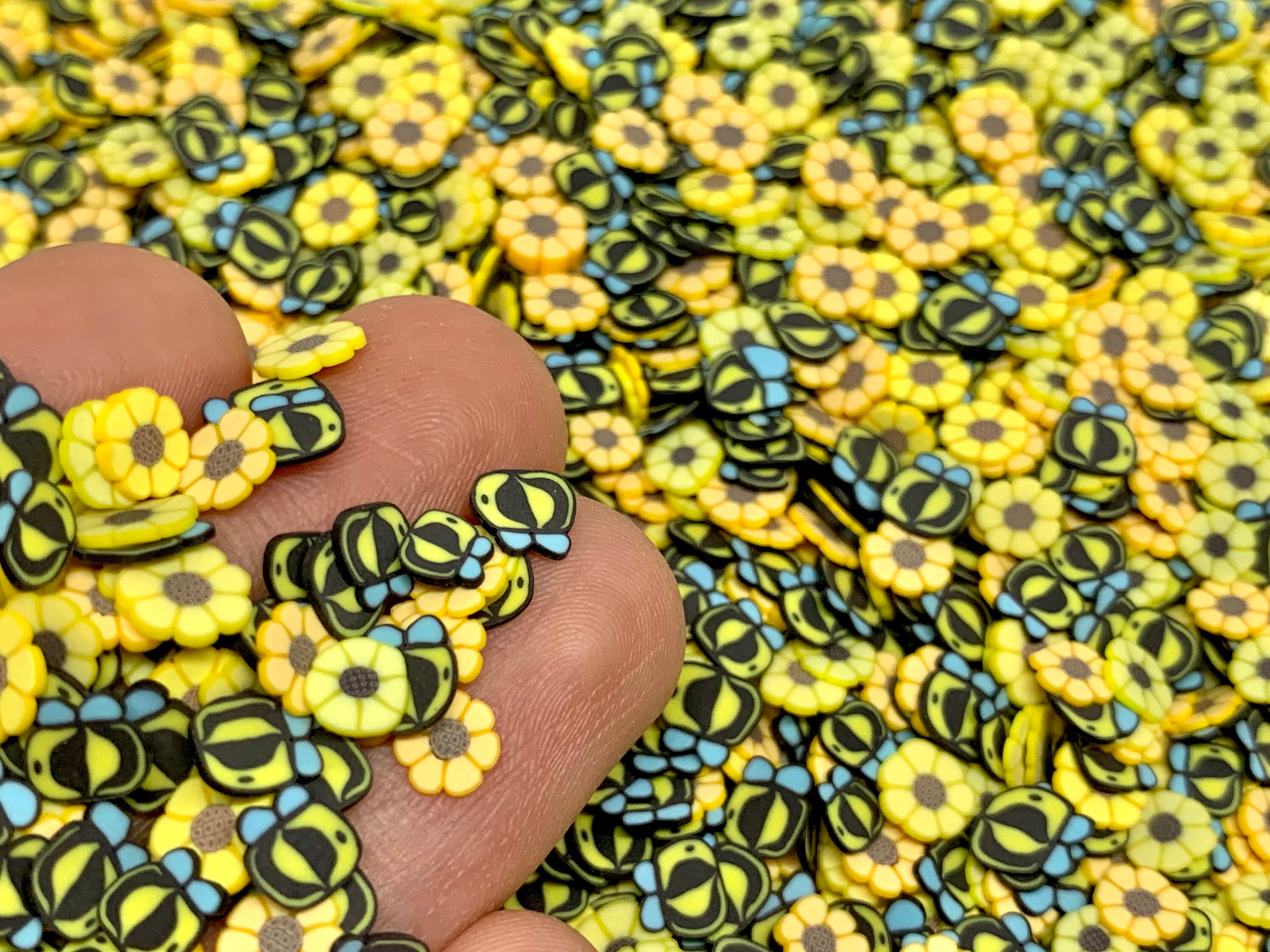 Bees and Sunflowers Fimo Slices Yellow Flower Polymer Clay - Etsy