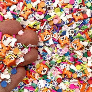 Dog Fake Sprinkles Mix - Corgi, Paw Print, and Bone Fimo Slices ...