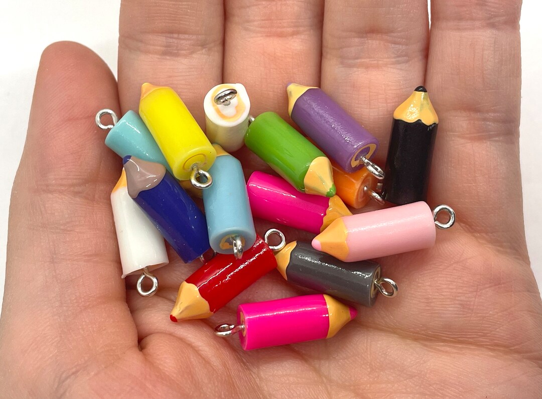 10pcs Colored Pencil Jewelry Charms - Colorful Resin Pendants for ...