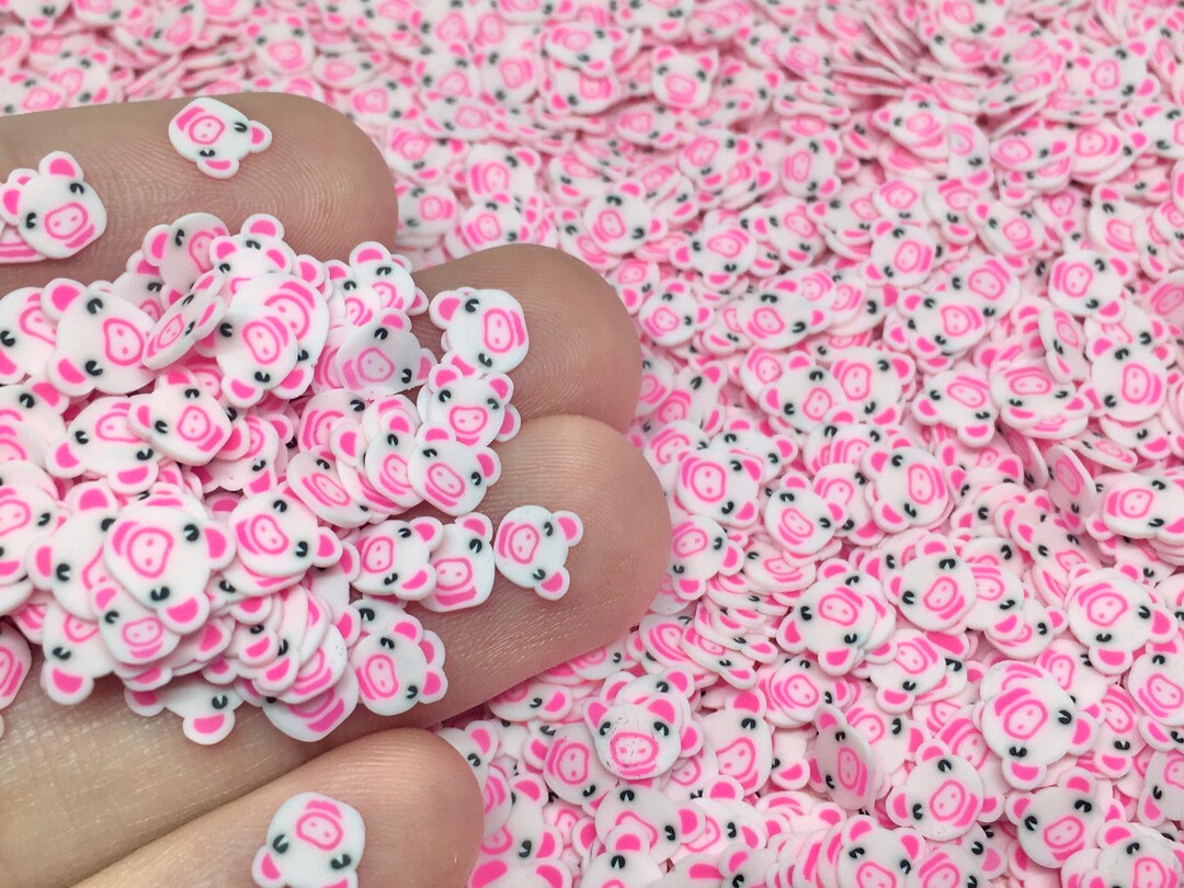 Pig Fimo Slices - Pink Piggy Polymer Clay Embellishments for Slime ...