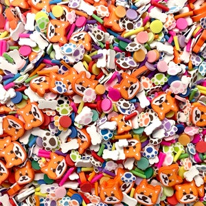 Dog Fake Sprinkles Mix - Corgi, Paw Print, and Bone Fimo Slices ...