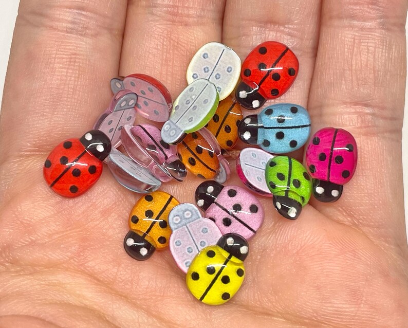 20pcs Colorful Ladybug Cabochons - Tiny Resin Ladybugs for Slime ...