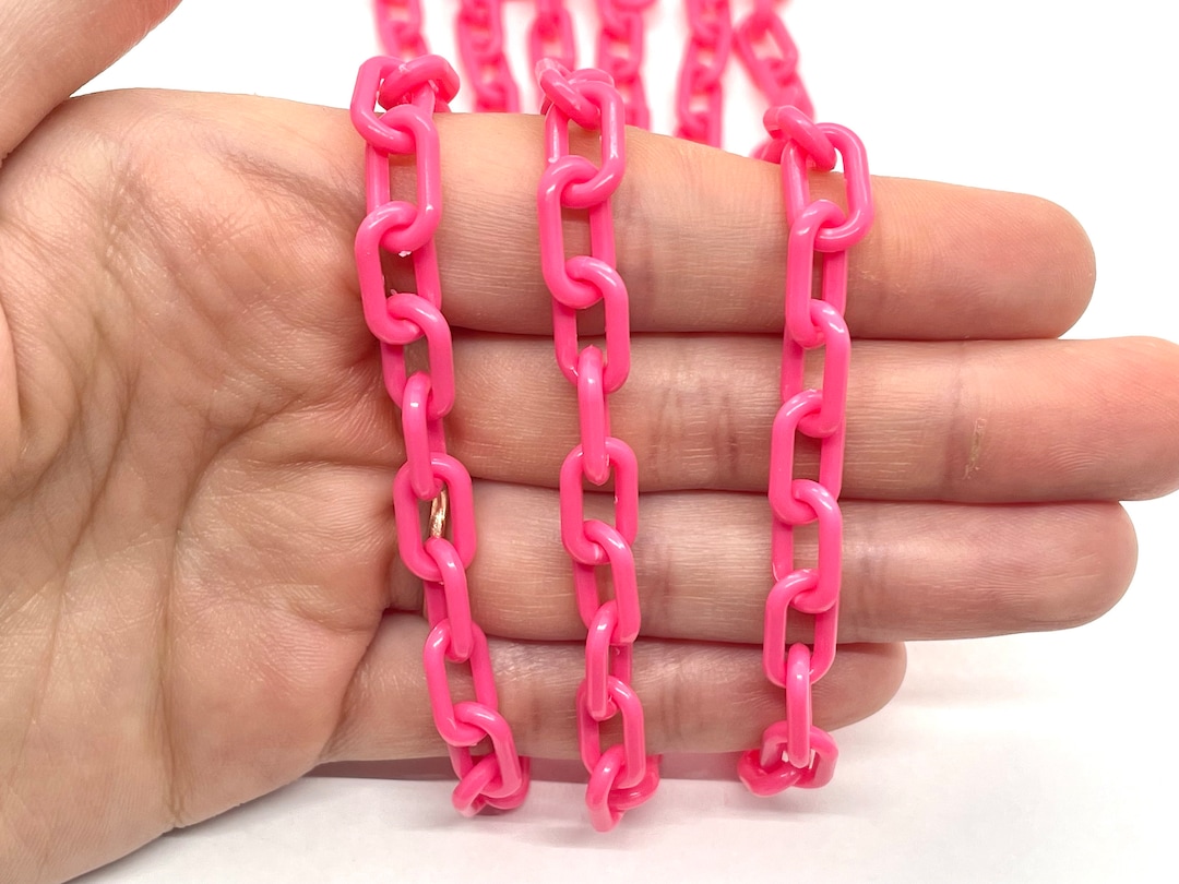 Hot Pink Plastic Chain - 13mm Links Chain for Jewelry Making - 3pcs 19 ...