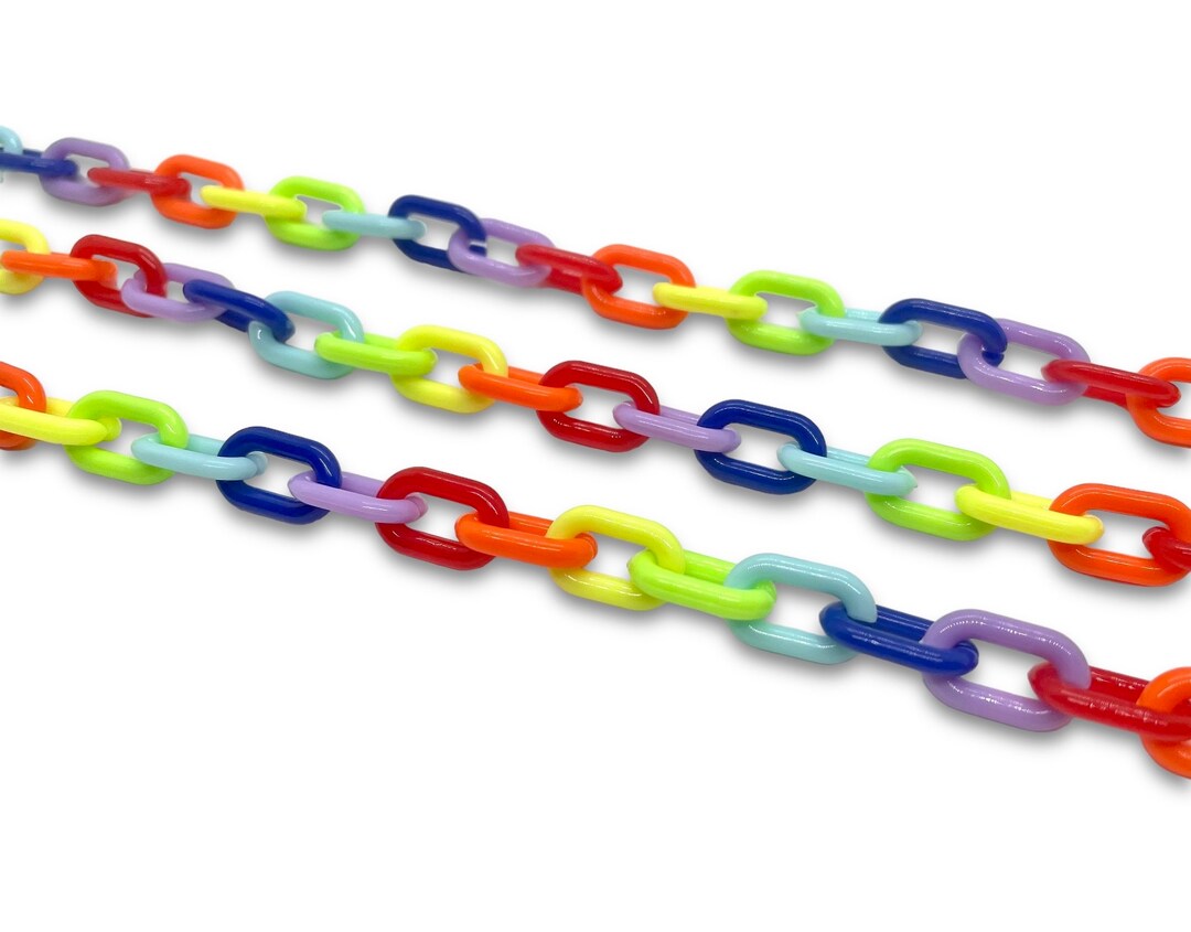 Rainbow Plastic Chain - 15mm Links Chain for Jewelry Making - One Meter ...