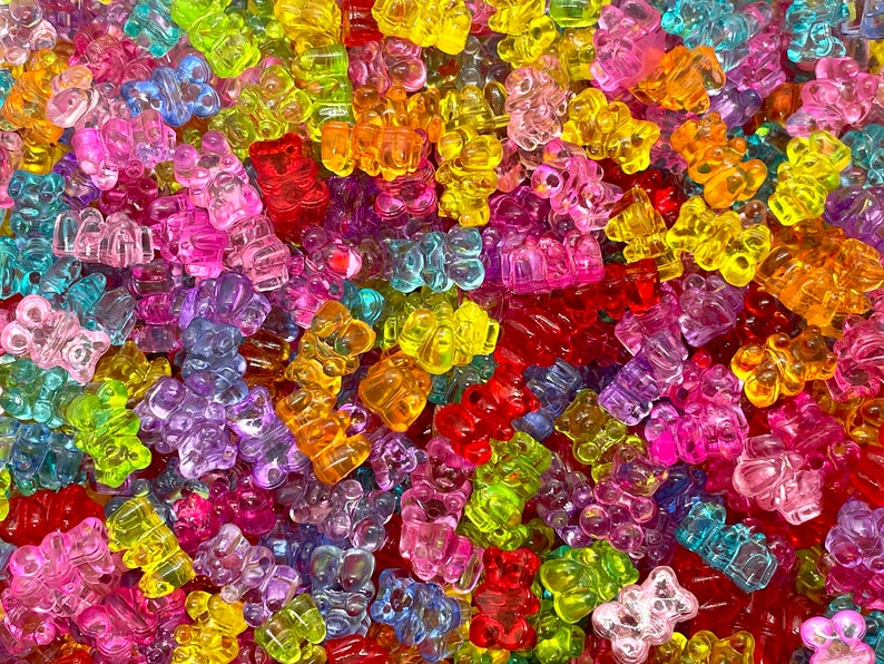 50pcs Small Gummy Bear Beads - Acrylic Candy Jewelry Supplies - 3D ...