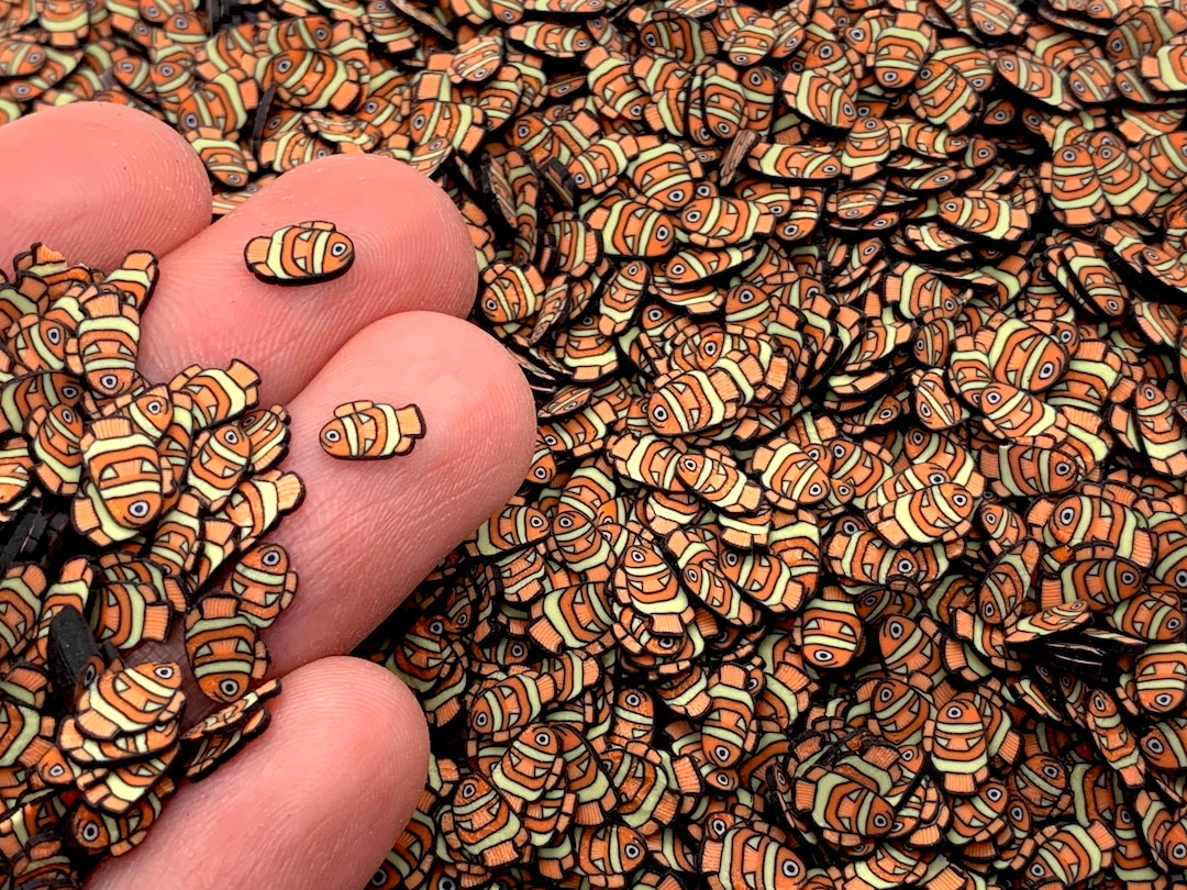 Clownfish Fimo Slices - Polymer Clay Fish Confetti for Slime, Decoden ...