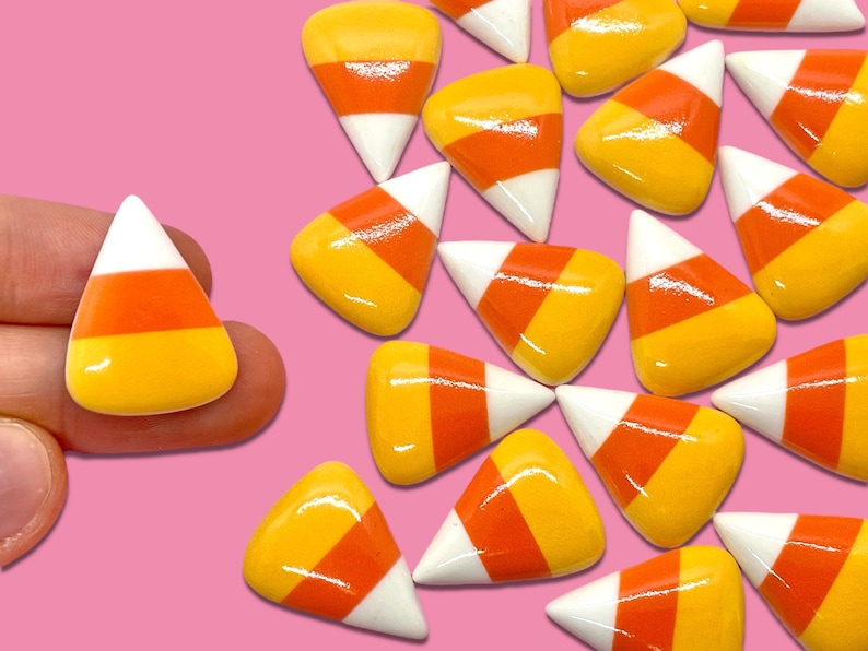 10pcs Candy Corn Resin Cabochons - Halloween Flatback Charms for Slime ...