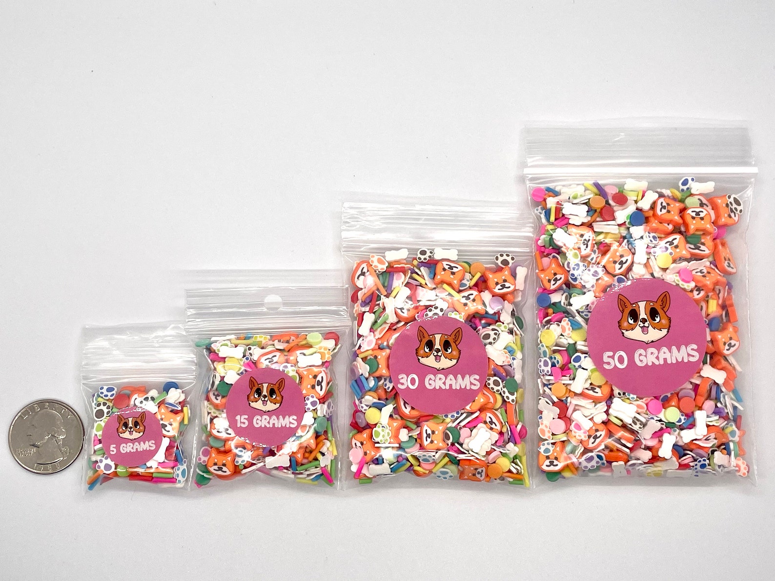 Dog Fake Sprinkles Mix - Corgi, Paw Print, and Bone Fimo Slices ...