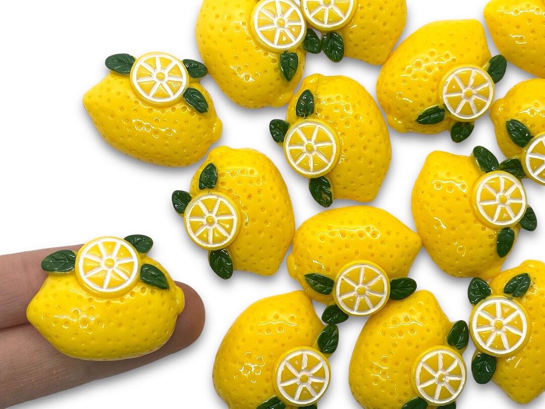 10pcs Large Lemon Resin Cabochons - Flat Back Charms for Slime or ...