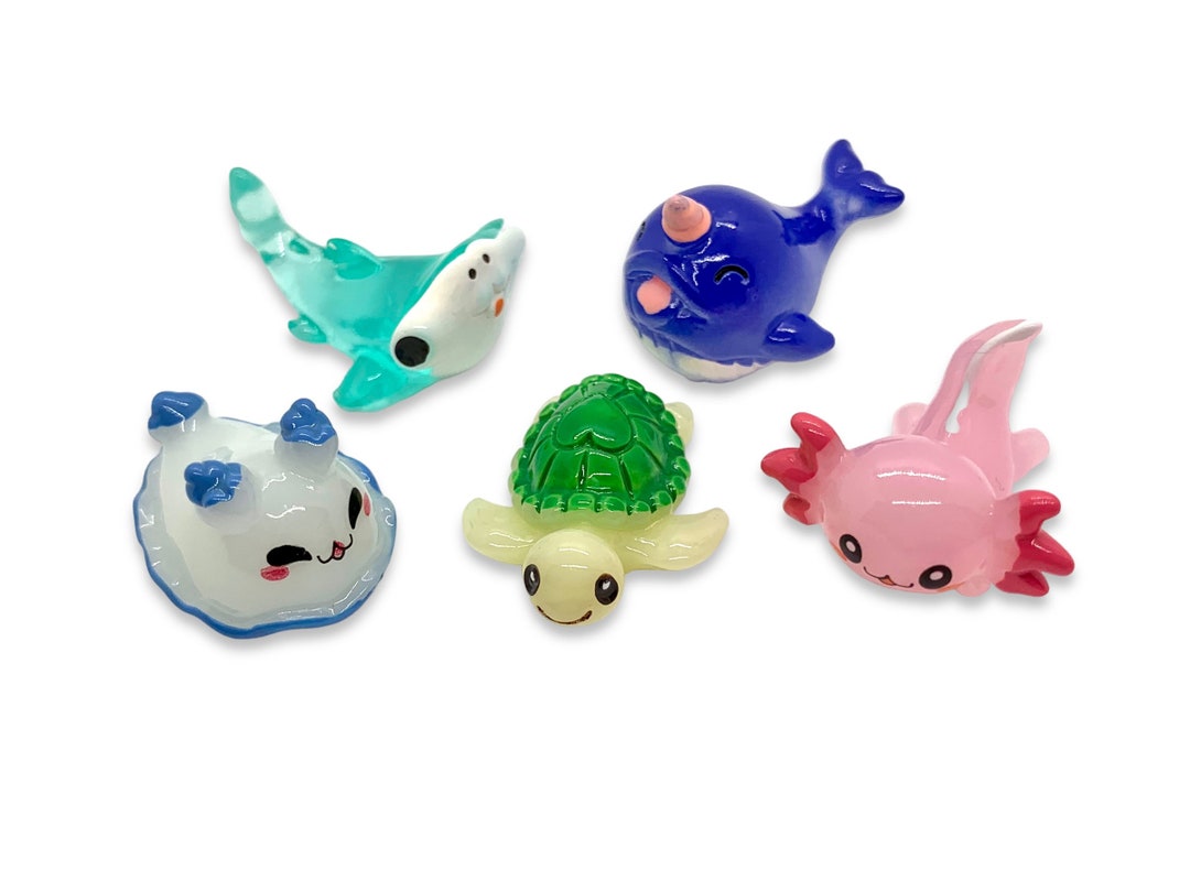10pcs Mixed Sea Animal Miniatures Resin Cabochons for Slime or Decoden ...