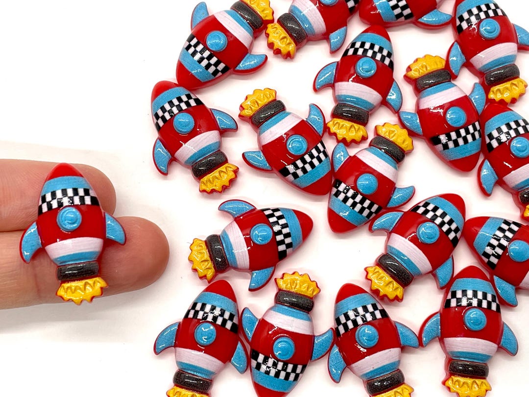 10pcs Rocket Ship Resin Cabochons - Resin Outer Space Flatbacks for ...