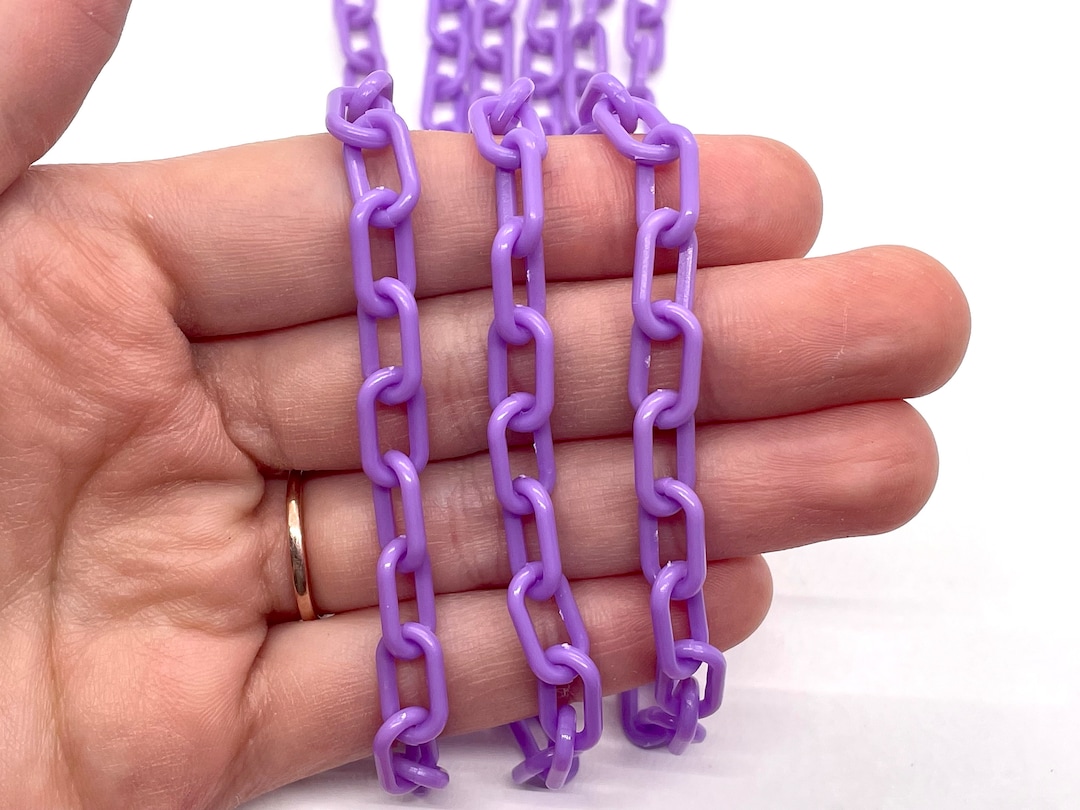 Purple Plastic Chain - 13mm Links Chain for Jewelry Making - 3pcs 19 ...