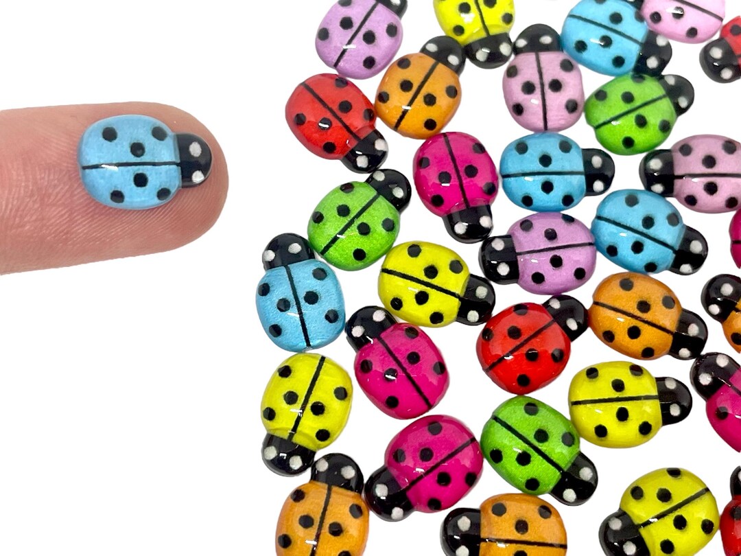 20pcs Colorful Ladybug Cabochons - Tiny Resin Ladybugs for Slime ...