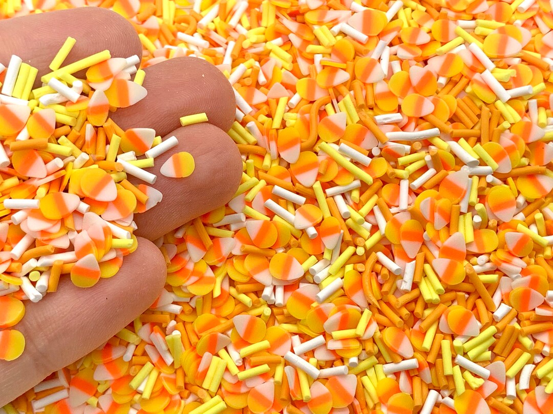 Candy Corn Fake Sprinkle Mix - Halloween Polymer Clay Confetti - Fall ...