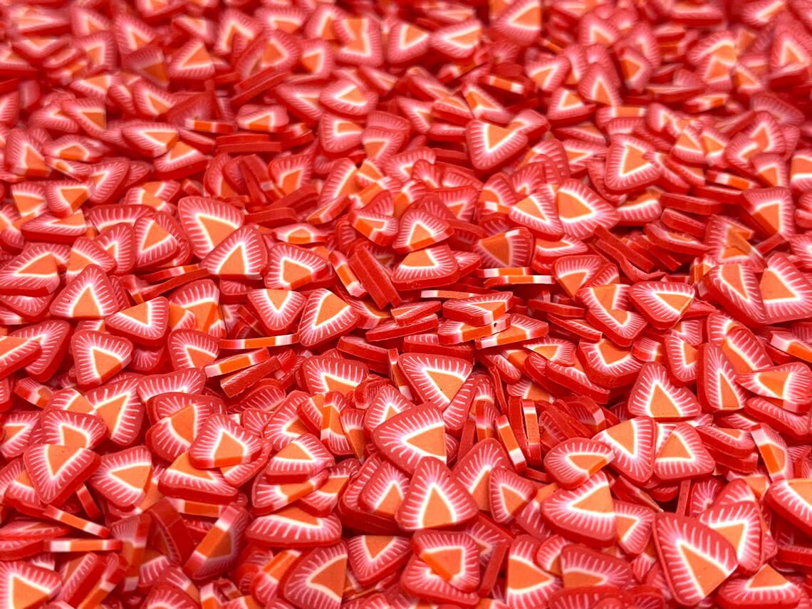 Strawberry Fimo Slices - Polymer Clay Fruit Embellishments for Slime ...