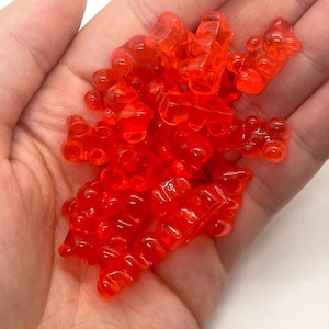 20pcs Red Resin Gummy Bears - Fake Candy for Crafts - Cabochons for ...