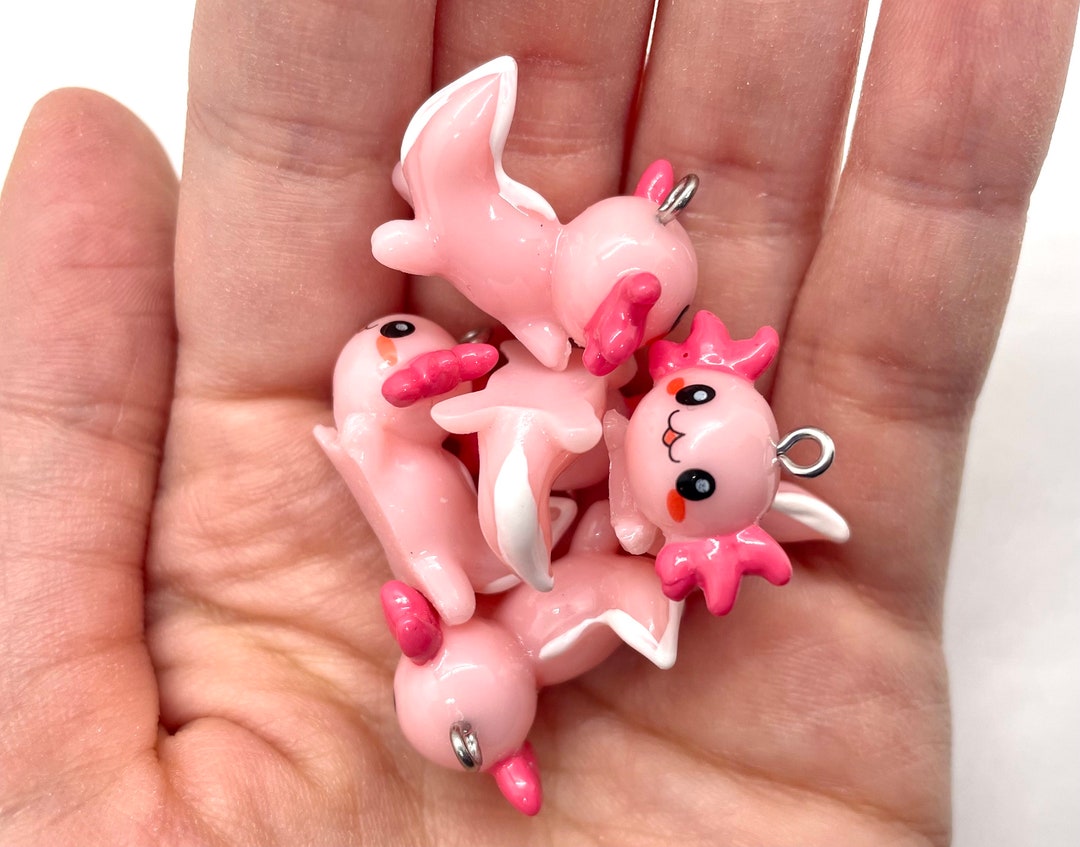 5pcs Pink Axolotl Jewelry Charms Resin Animal Pendants for Earrings ...
