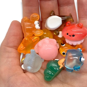 10pcs Mixed Sea Animal Miniatures - Resin Cabochons for Slime or ...