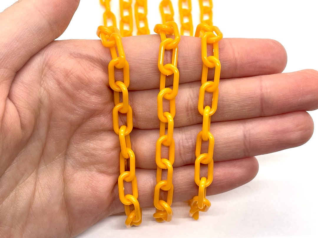 Orange Plastic Chain - 13mm Links Chain for Jewelry Making - 3pcs 19 ...