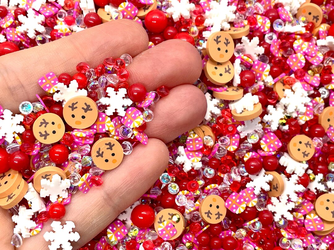 Rudolph Fake Sprinkles Mix - Christmas Polymer Clay Confetti - Rudolph ...